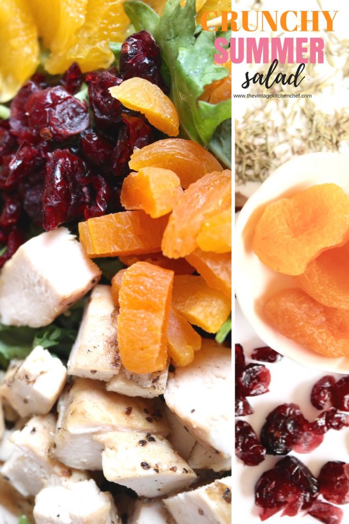 Healthy crunchy summer salad with orange vinaigrette