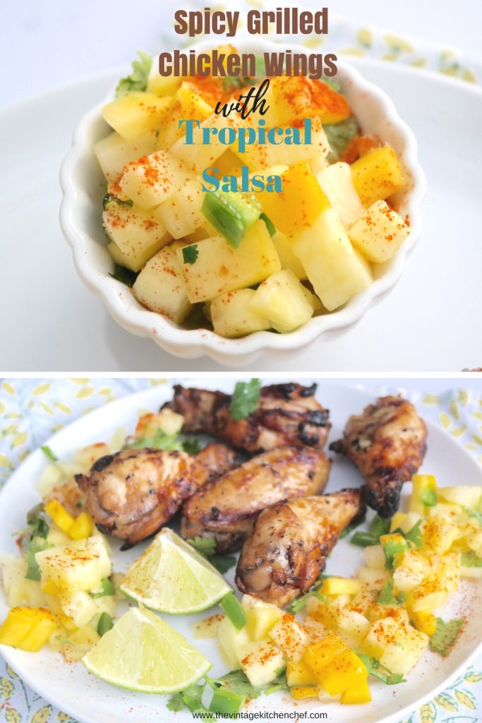 Spicy Grilled Chicken Wings with Tropical Salsa are a bit fiery and a ...
